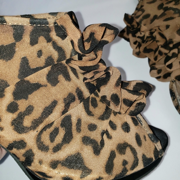 Shoes | New Leopard Print Peep Toe Booties Size 1 | Poshmark